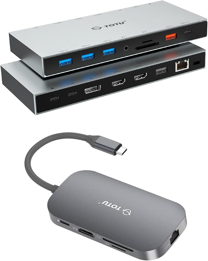 Amazon.com: TOTU 15 in 1 Triple Display Docking Station (Dual 4K HDMI ...
