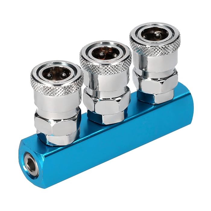 Buy 3 Way Manifold Block Splitter Quick Connect Air Hose Splitter ...