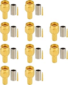 Amazon.com: POBADY 10 PCS SMA Connectors SMA Male Crimp Connector for RG58 RG142 RG400 LMR195 RF ...