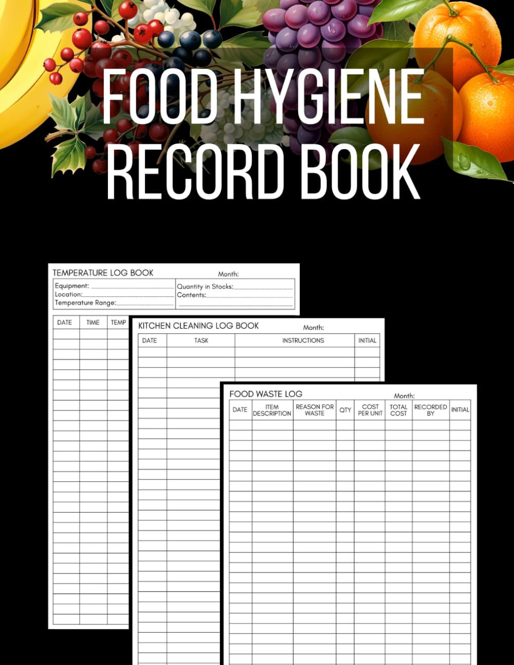 Food Hygiene Record Book Food Temperature Log Sheets For Commercial ...