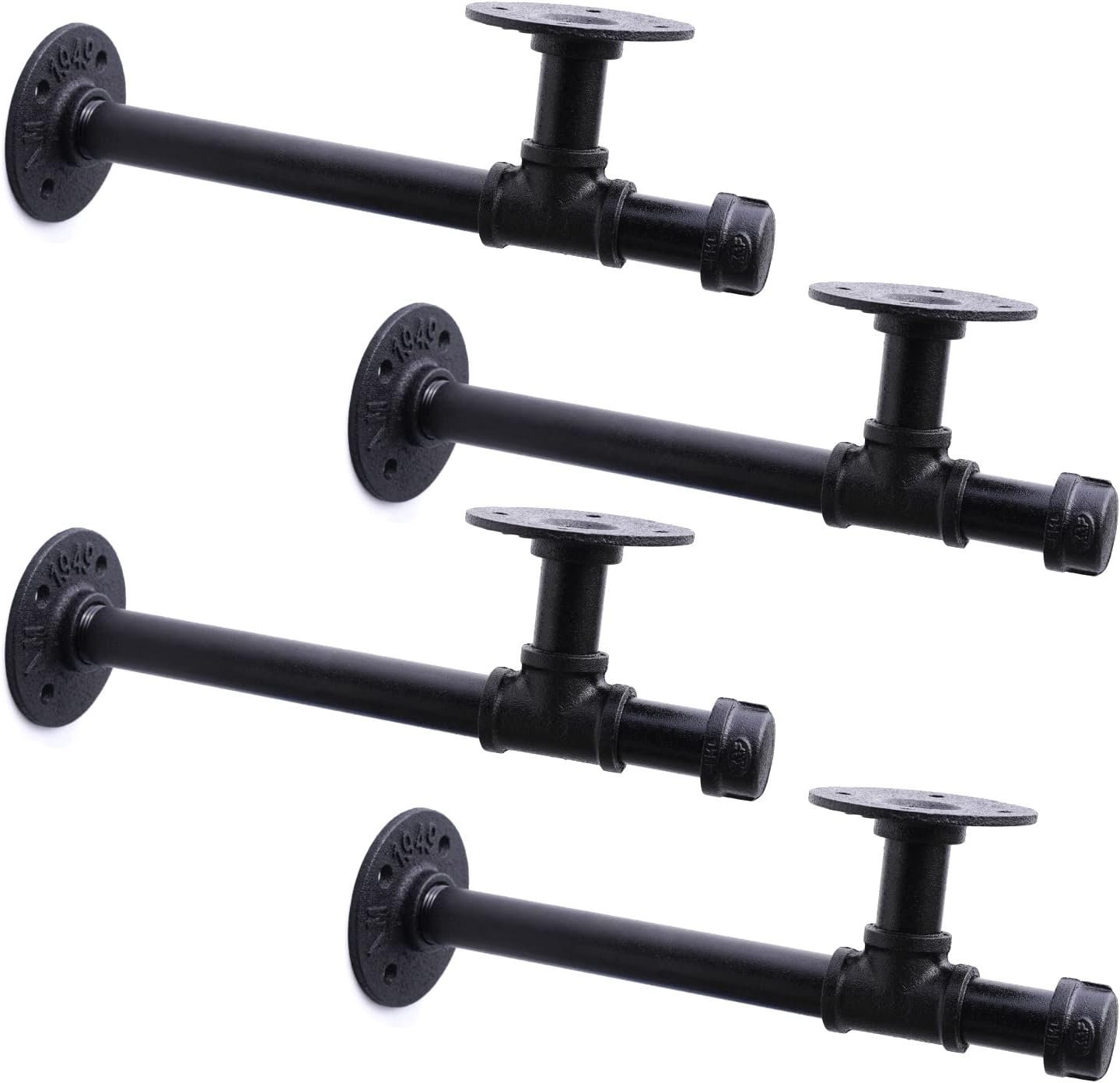 Amazon.com: Industrial Pipe Shelf Brackets 12 inch - Set of 4, Rustic ...
