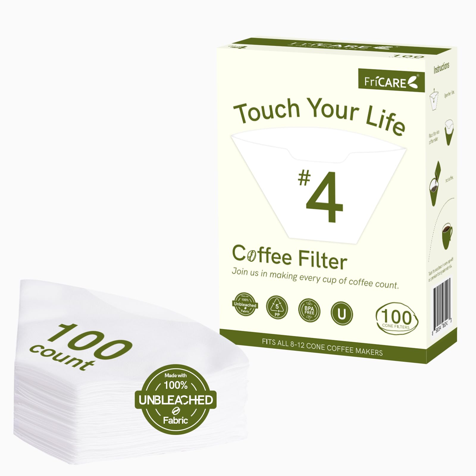 Amazon.com: FriCARE Coffee Filters #4 for 8-12 Cup Ninja Coffee Maker ...