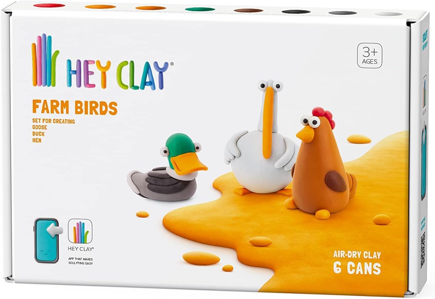 HEY CLAY Farm Birds Air Dry Clay Set 6 Cans Modelling Kit and ...
