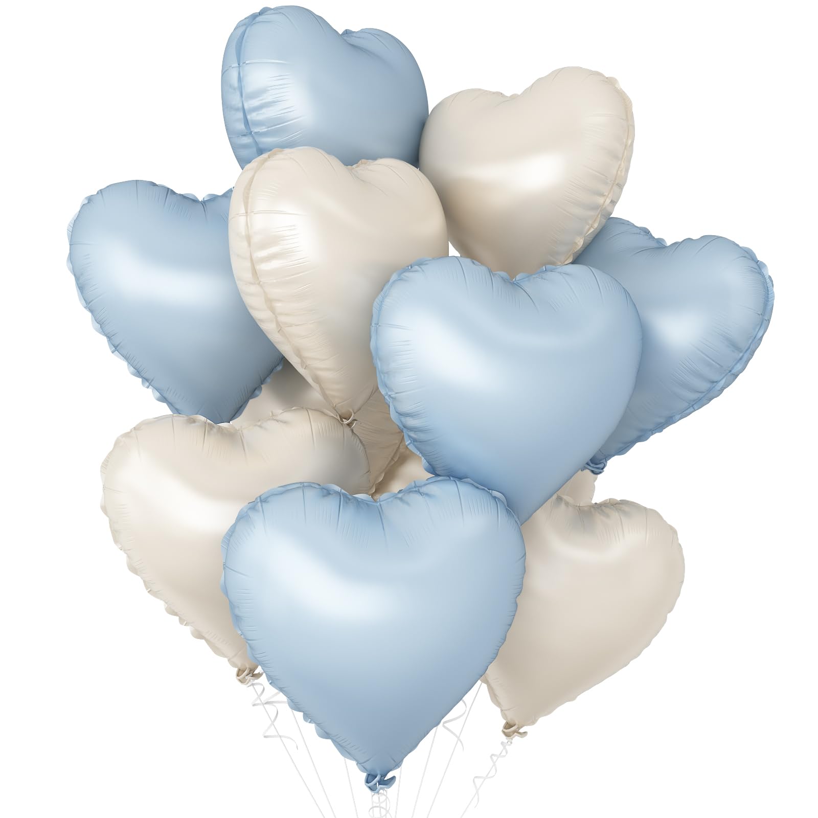 Amazon.com: Baby Blue Heart Balloons,10Pcs Cream White Blue Foil Heart ...