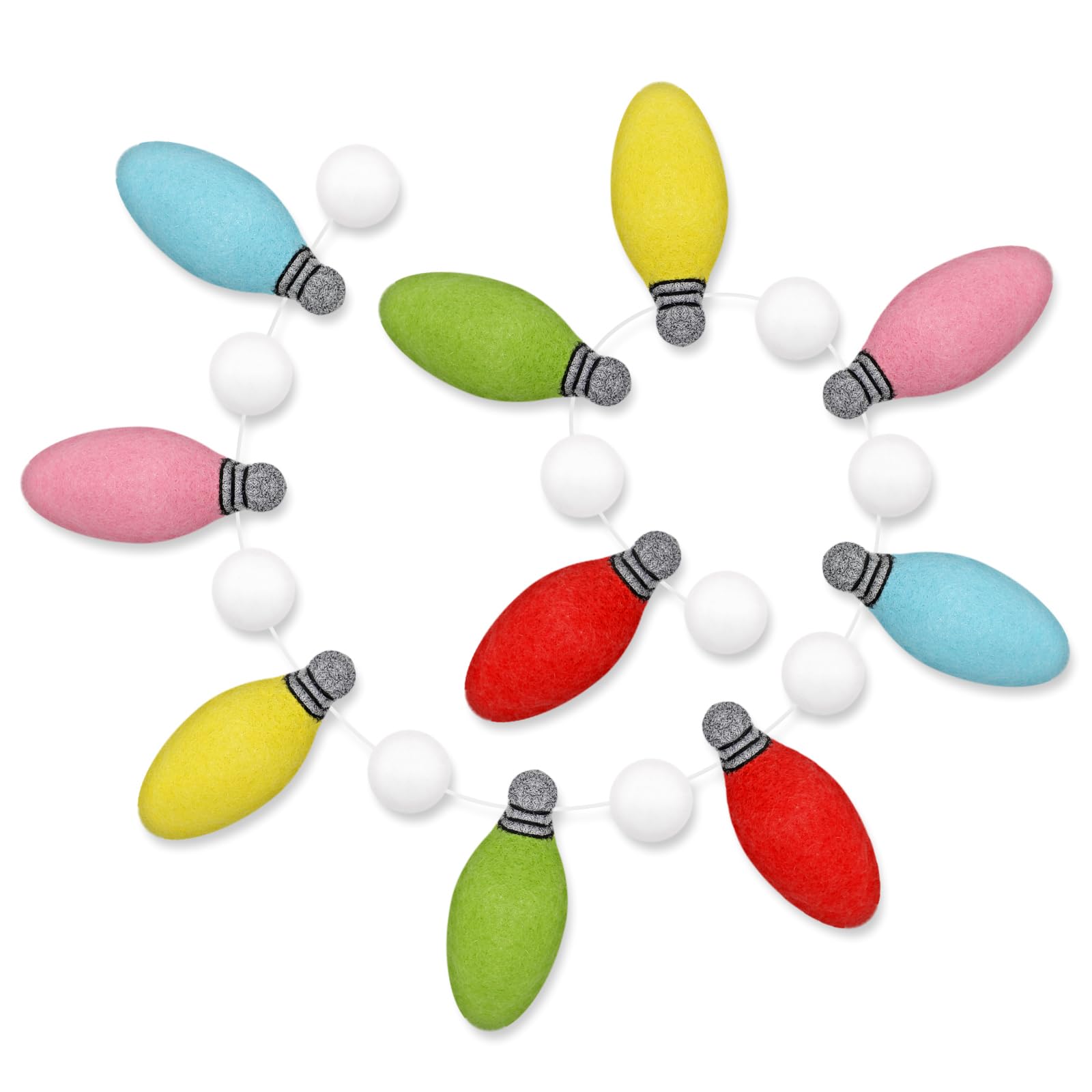 Amazon.com: Whaline Christmas Felt Garland Colorful 3D Light Bulb Pom ...