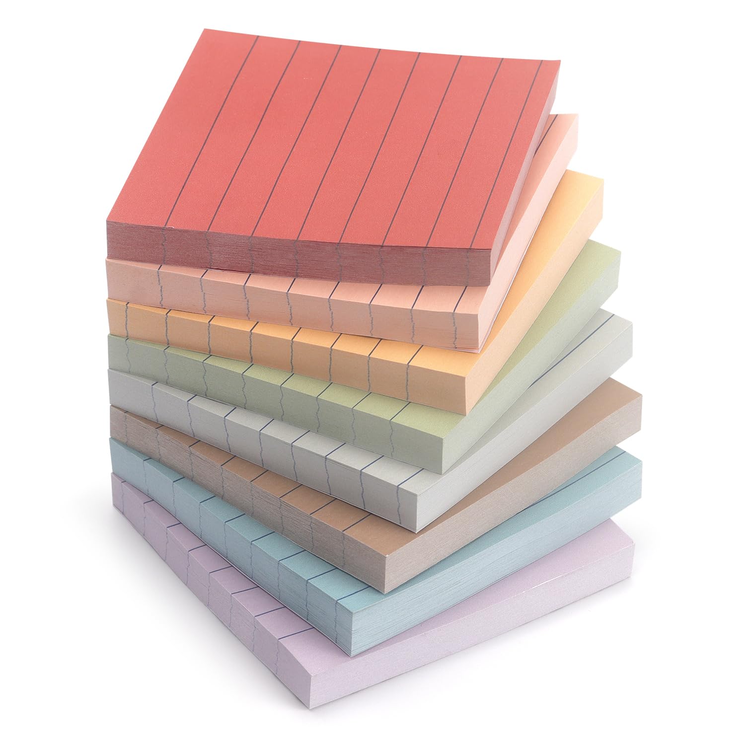 Amazon.com : 8 Pads Lined Sticky Notes Vintage Color 3x3 in, Self-Stick ...