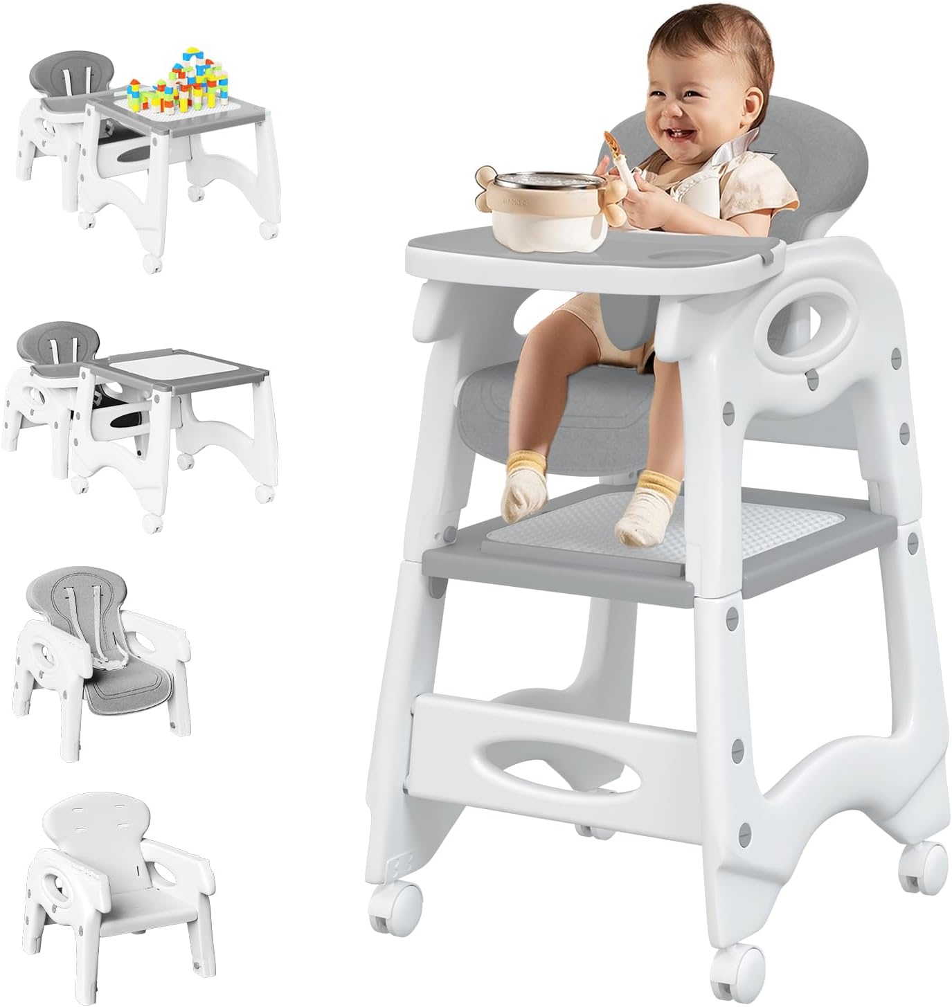 Amazon.com : Baby High Chair, Wooden High Chair with Removable Tray and ...