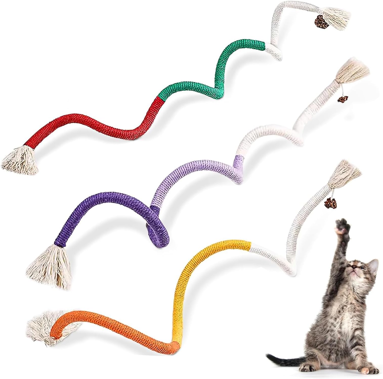 70cm Cat Chew Toy 3-Pack - Kitten Teething Chew Toy Rope - Catnip Toys ...