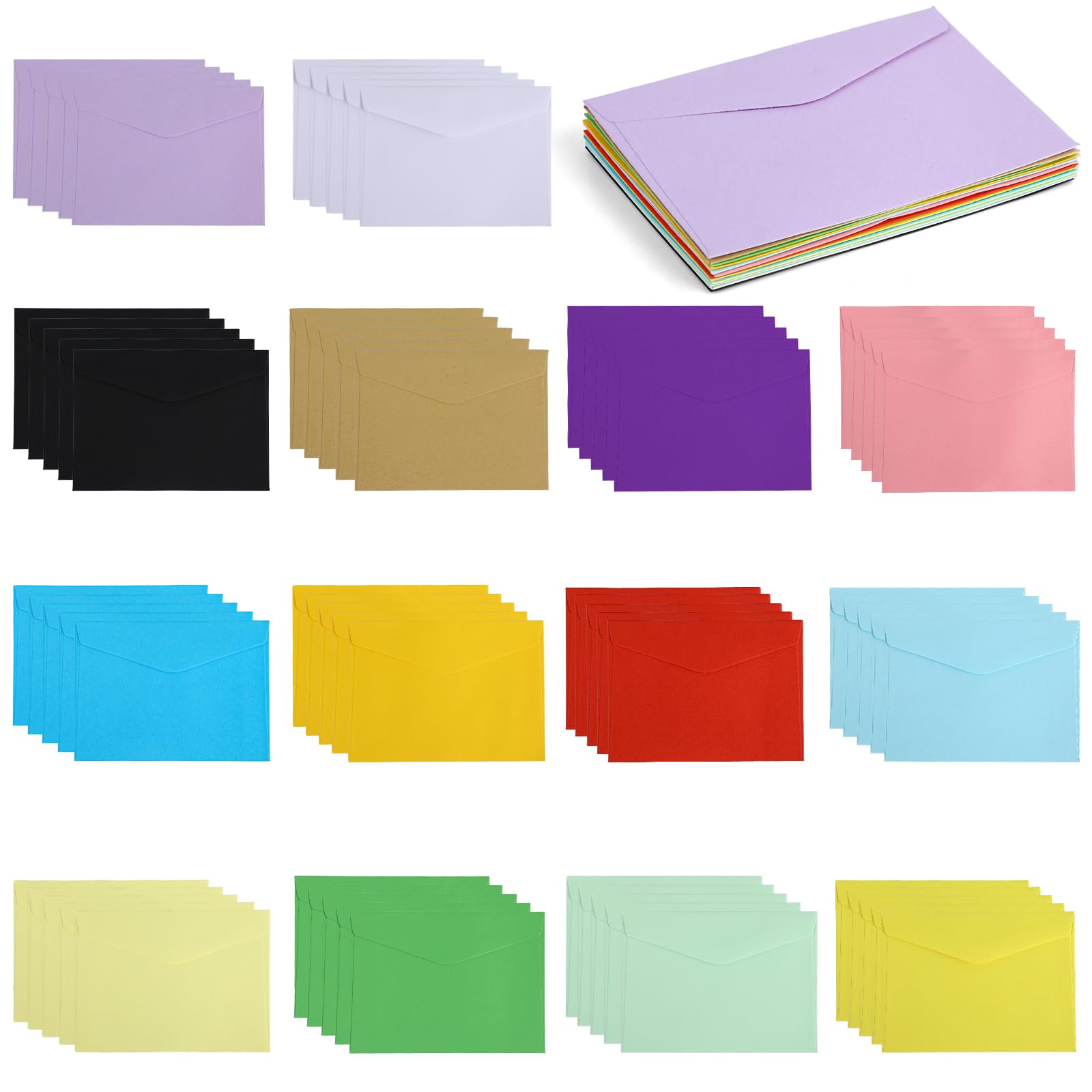 Wenrescry 50 Pack Assorted C6 Envelopes - Recycled Kraft Paper, Durable ...