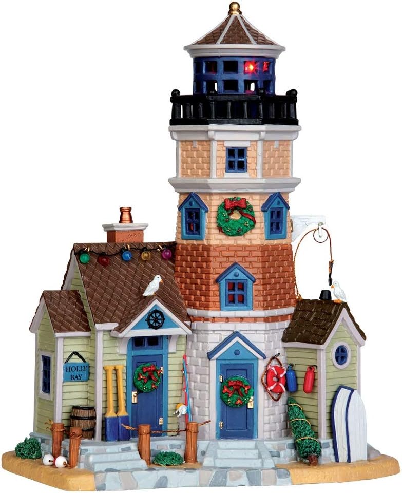 Amazon.com: Lemax Village Collection Holly Bay Lighthouse with Adaptor ...