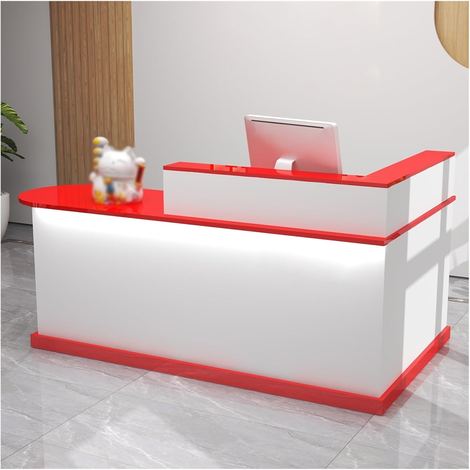 Amazon.com: Modern Reception Counter Desk with Lights & Lockable ...