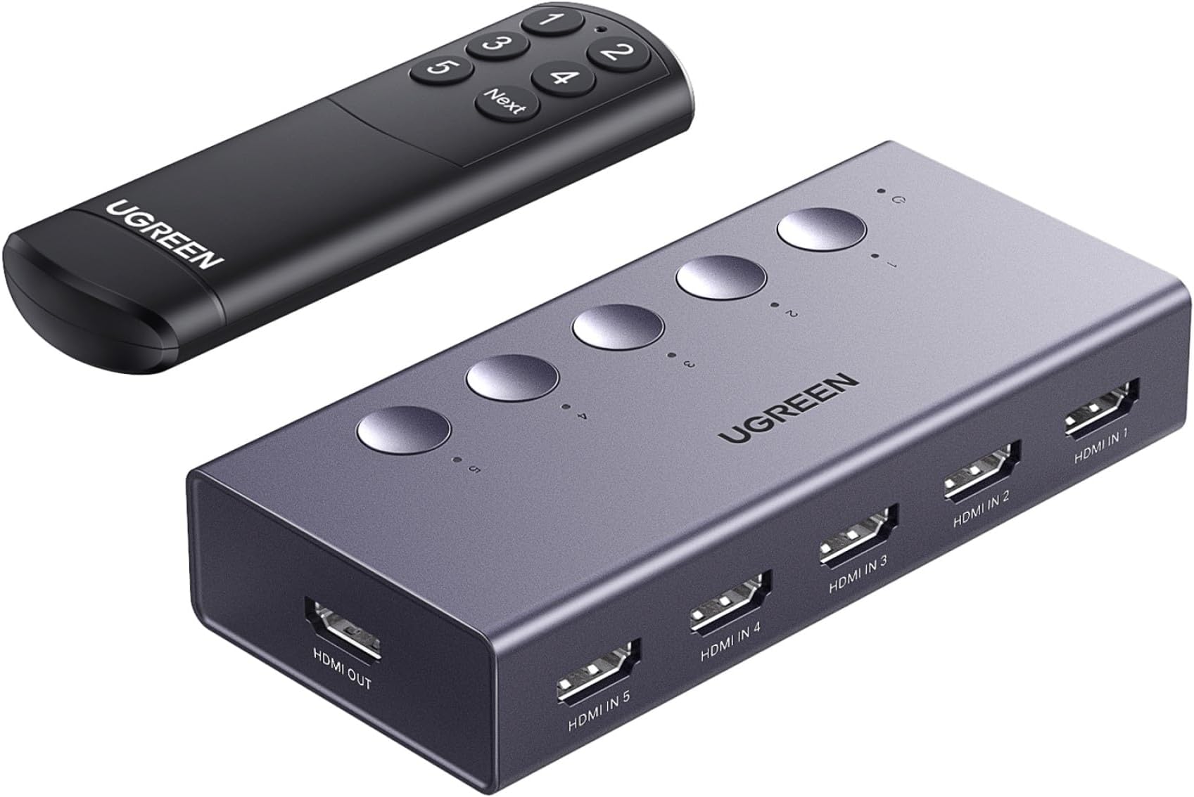 UGREEN HDMI Switch 5 en 1 Salida HDMI 2.0 Switcher, 4K@60Hz HDMI ...