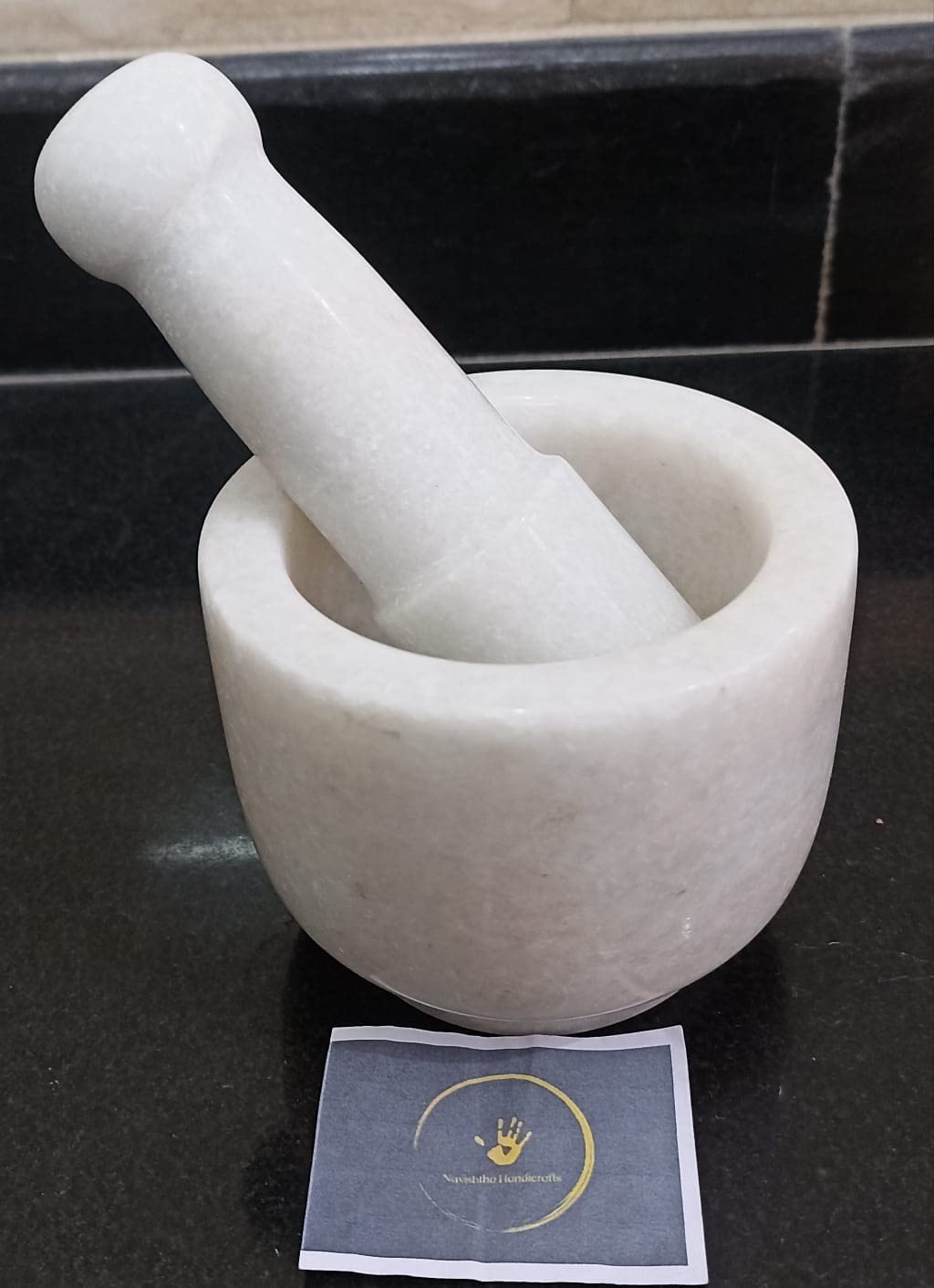 Rajasthan Art Natural Makrana White Marble Mortar and Pestle Set, Imam ...