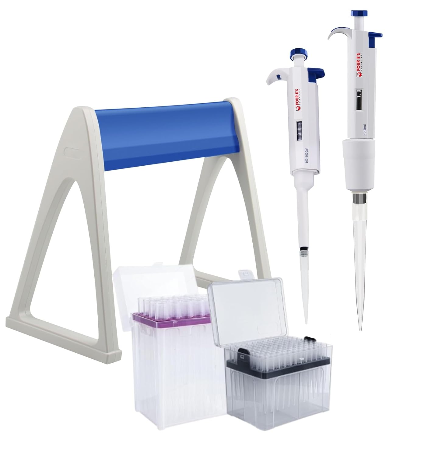 FOUR E'S SCIENTIFIC Micro Pipette kit, 2 Pipettors (1000μl, 5ml), 2 ...