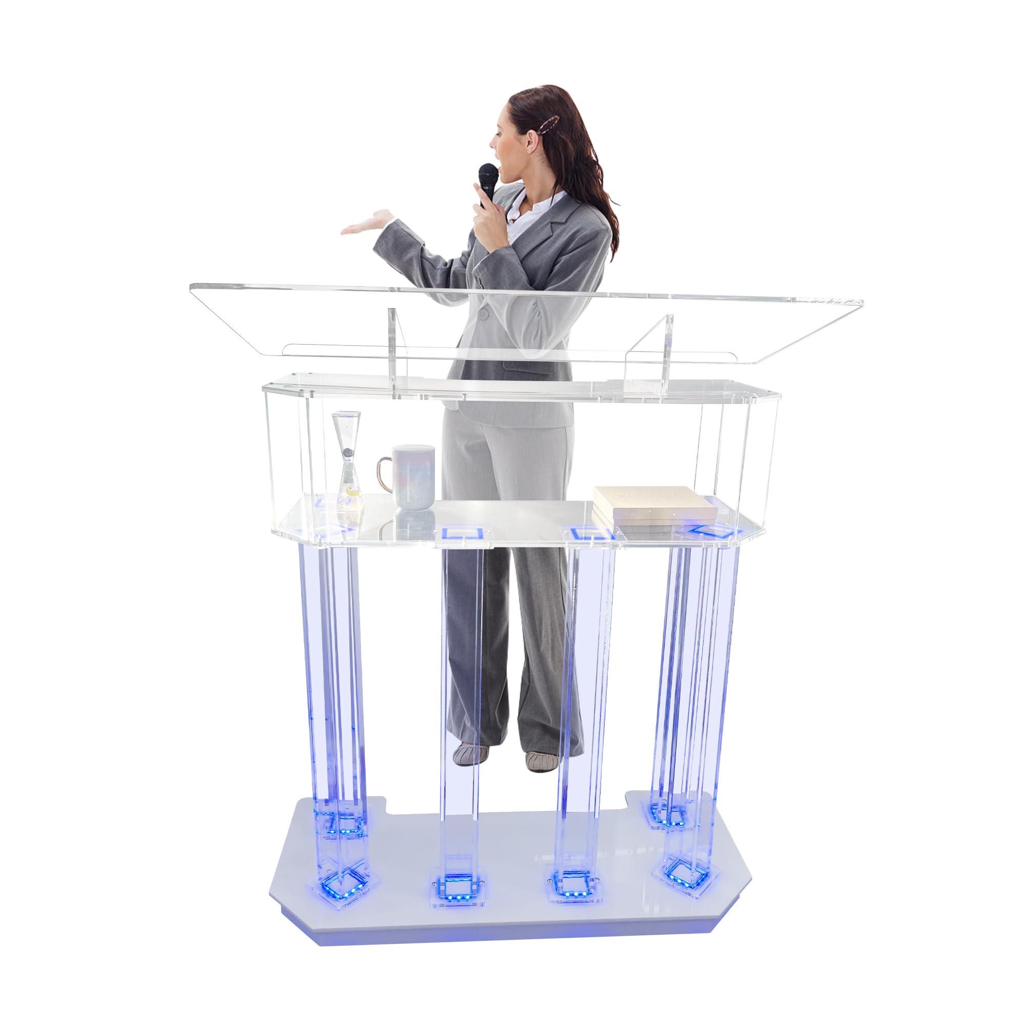 Amazon.com : GOJLEX Church Pulpit with Led Lights, 46” Clear Acrylic ...