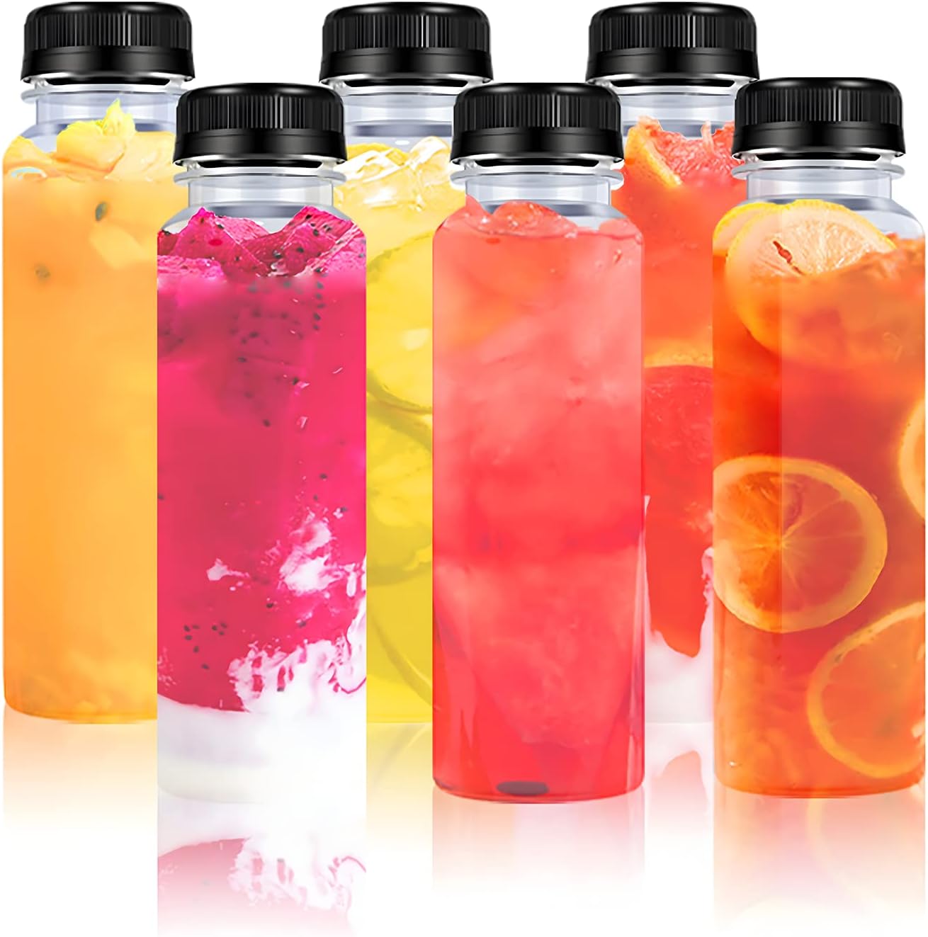 Amazon.com: HIQQUGU 6 Pcs 10oz Empty Plastic Juice Bottles with Caps ...