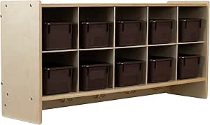 Amazon.com: RRI Goods 10-Section Wood Cubbies Storage with Brown ...