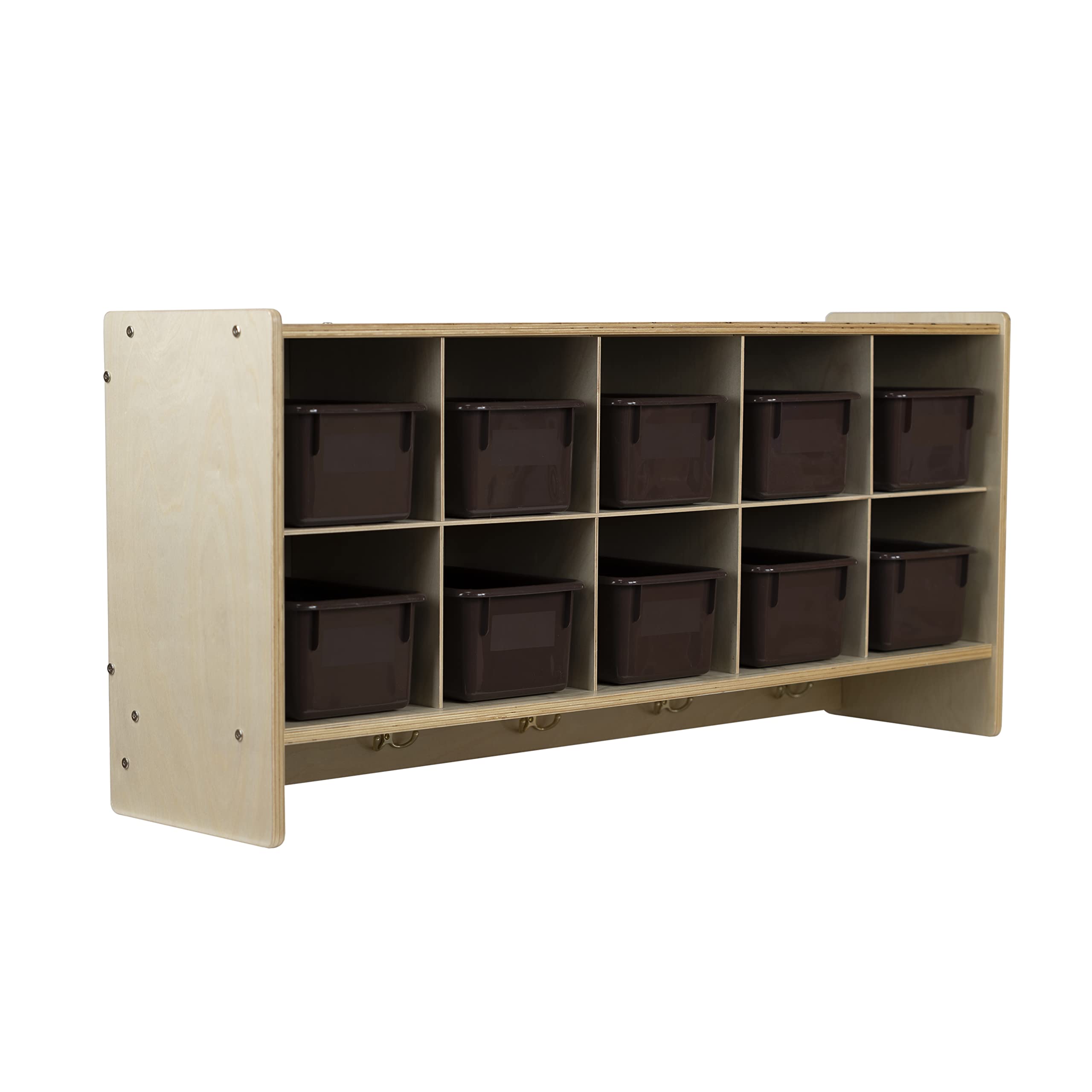Amazon.com: RRI Goods 10-Section Wood Cubbies Storage with Brown ...