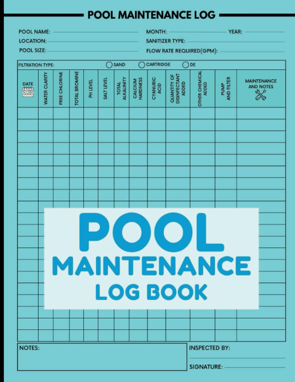Pool Maintenance Log Book: Simple Daily Pool Maintenance Checklist For ...