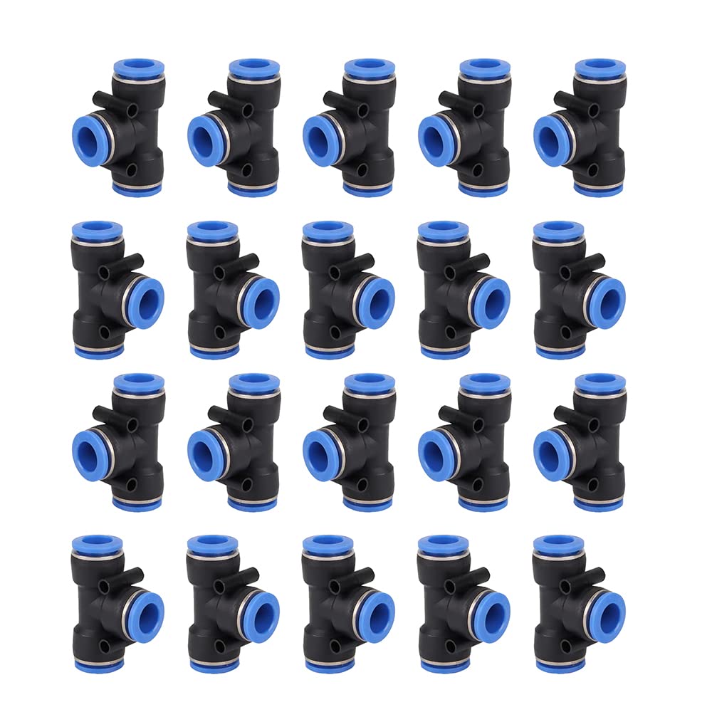 6mm Tee Pneumatic Fittings, 20 Pcs Air Line Fittings Connector, Plastic ...