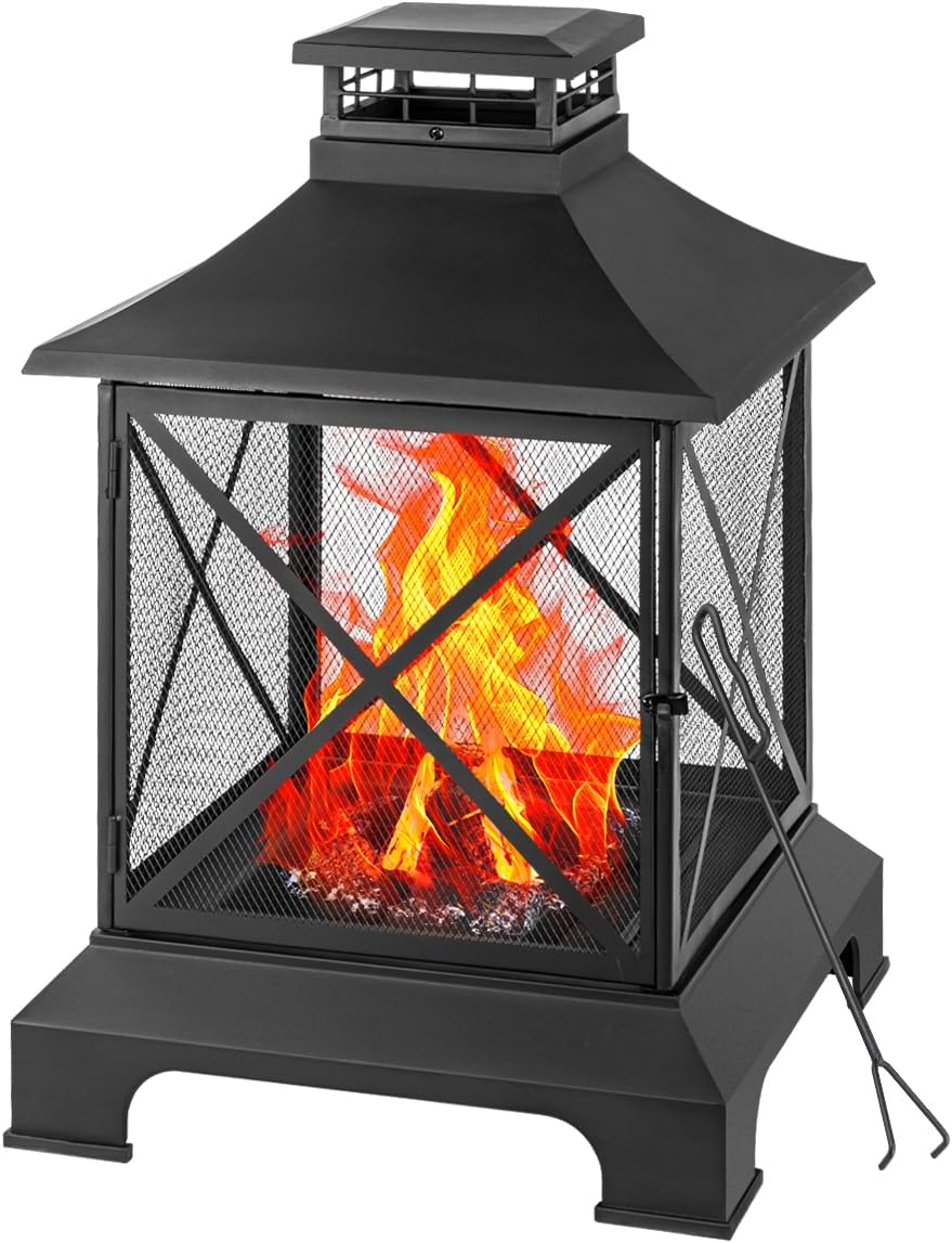 Amazon.com : Generic 24"" Pagoda-Style Outdoor Fire Pit,Burning Fire ...