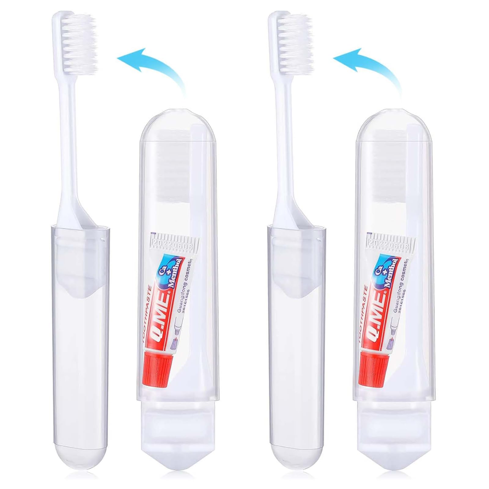 Travel Toothbrush Set of 2, Mini Toothbrush and Mini Toothpaste Travel ...