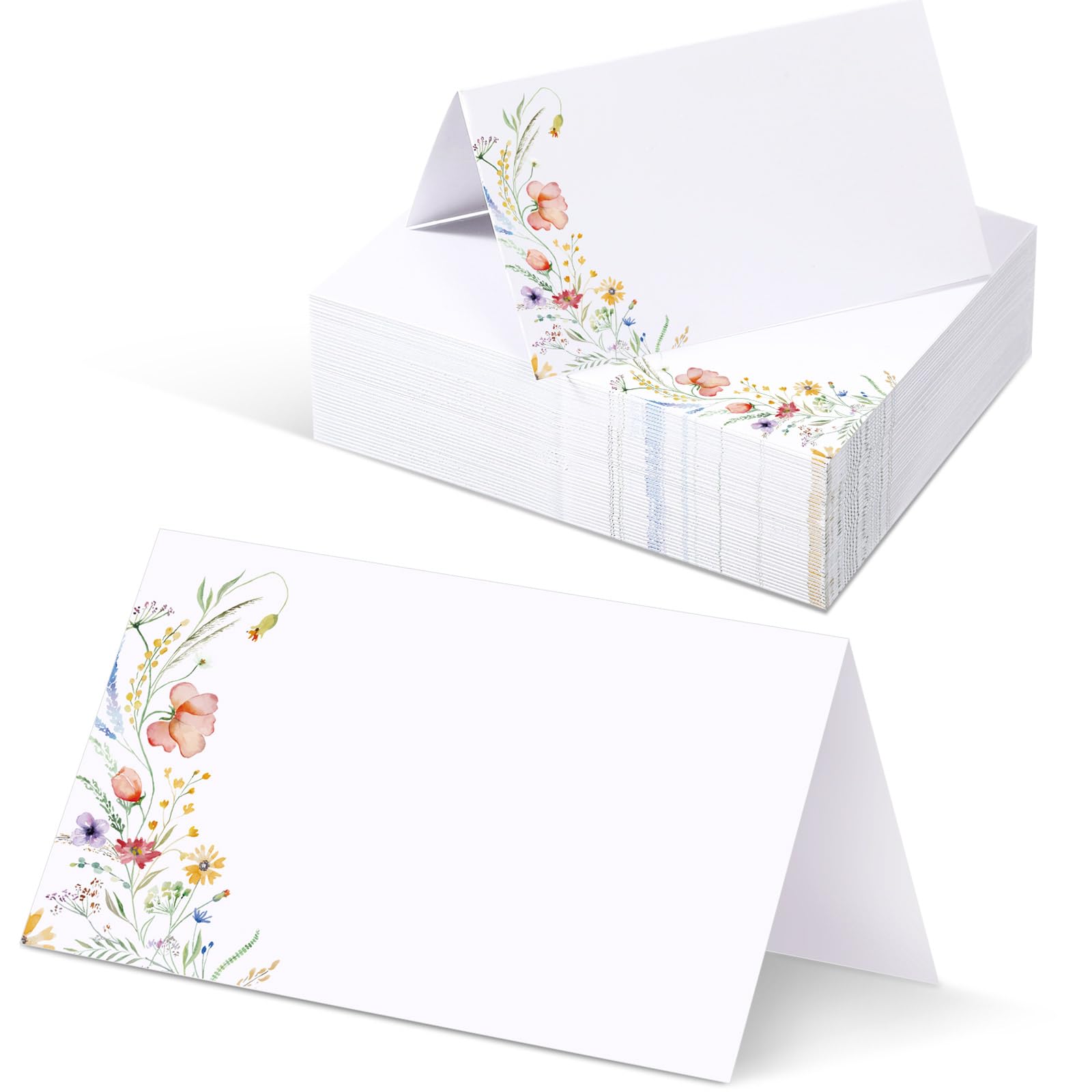 Snapklik.com : 120 Pcs Watercolor Wildflower Place Cards Tented Seating ...