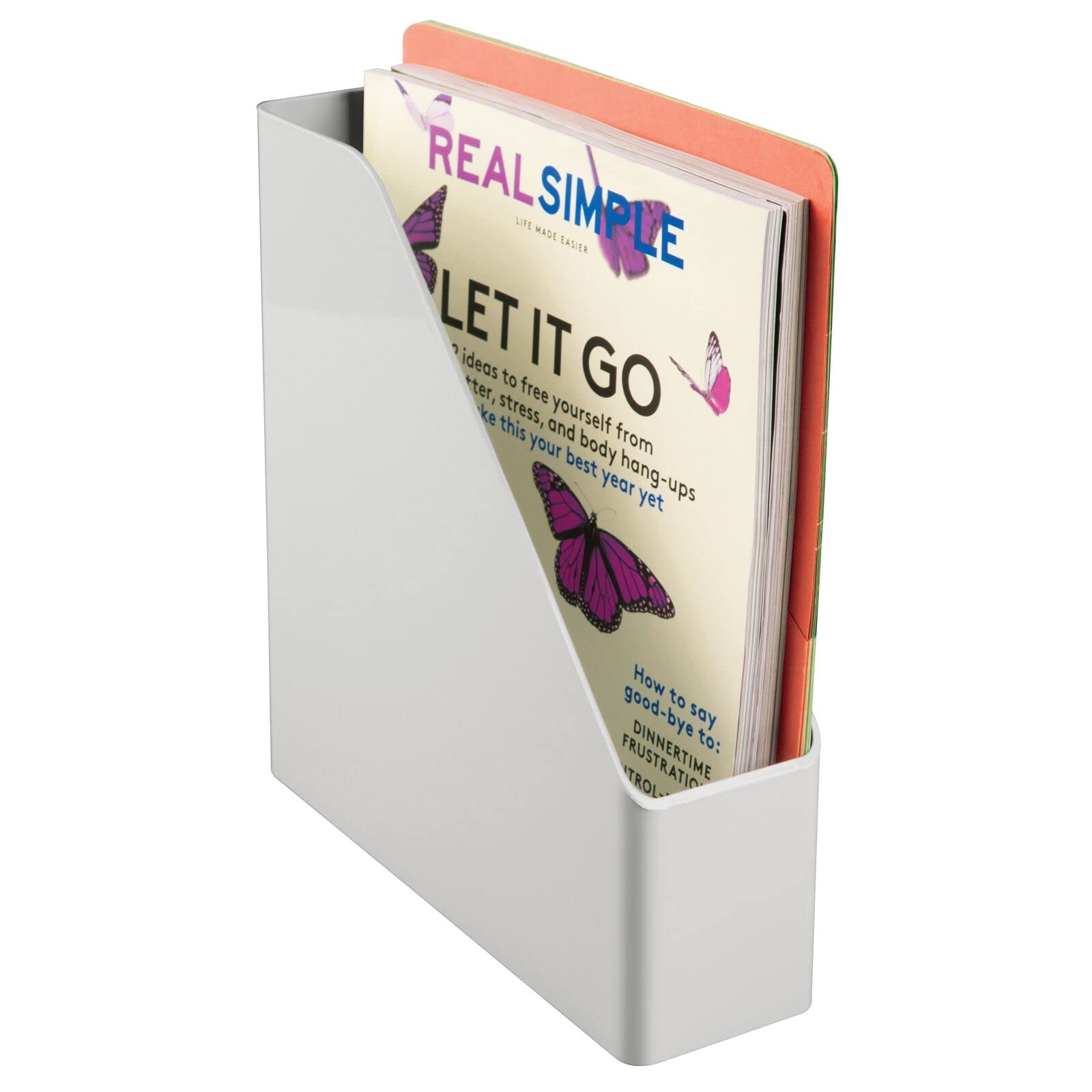 mDesign Plastic Slim Vertical File Folder Bin Storage Organizer with ...