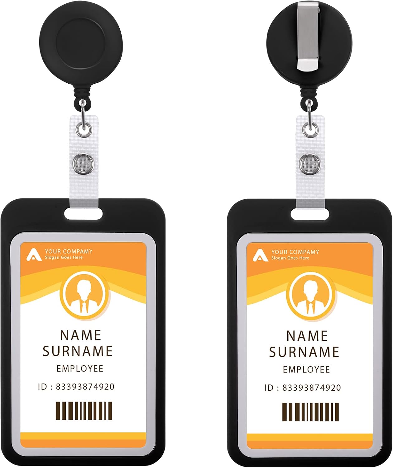 TIESOME 2 Pack Badge Holders and Heavy Duty Retractable Reel Clips Set ...
