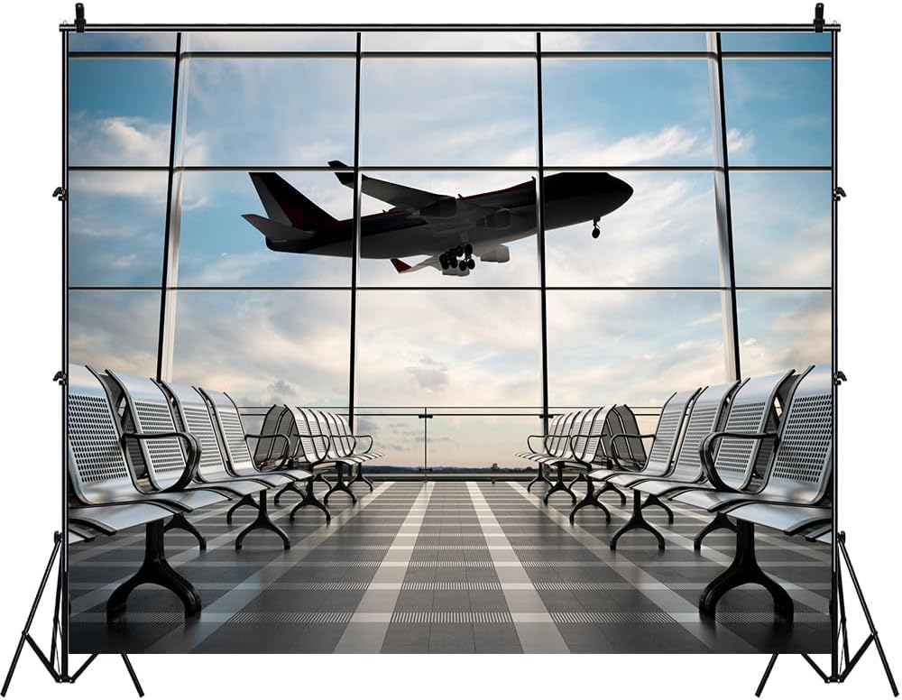 Amazon.com : Airport Terminal Backdrop Airplane Airport Departure ...