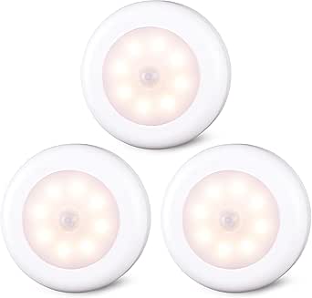 STAR-SPANGLED 3 Pack 3.1” Motion Sensor Lights Indoor AA Battery ...