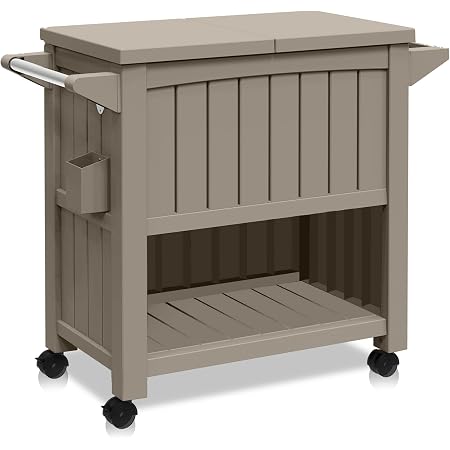 Amazon.com: Suncast Outdoor Grilling Prep Station Table with Storage ...