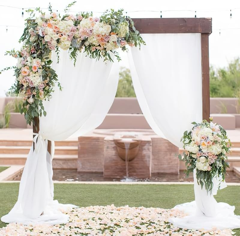 White Chiffon Backdrop Curtain 2 Panels 4.9ft x 10ft Sheer Backdrop ...