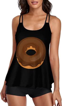 Amazon.com: Chocolate Donut Womens Tankini Bathing Suits Tummy Control ...