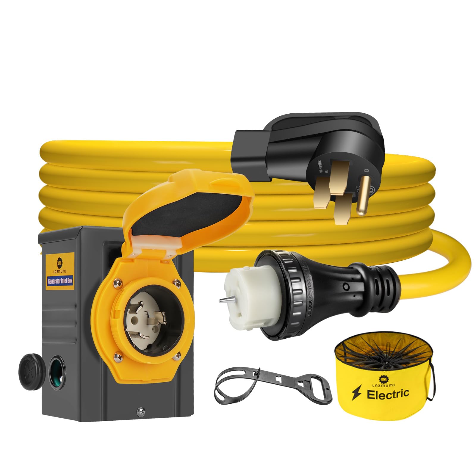 Snapklik.com : LAZMUMI 50 Amp 15FT Generator Power Cord And Power Inlet ...