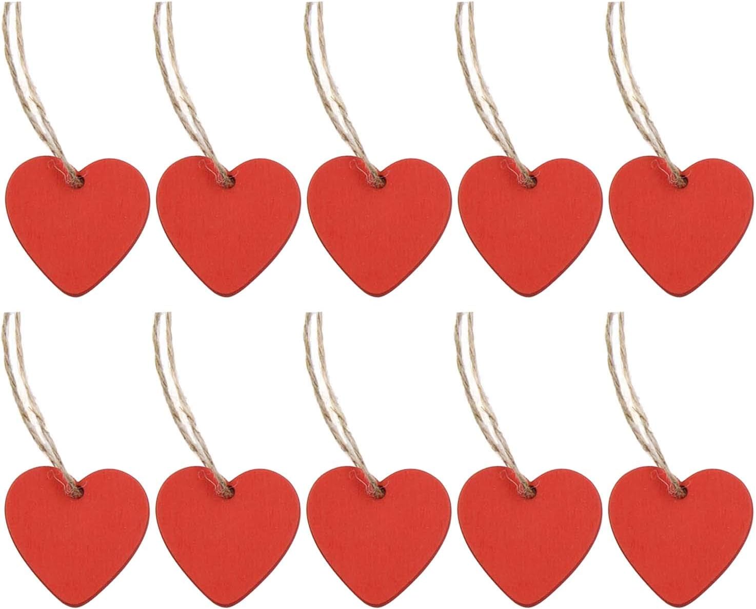 Amazon.com: EXCEART 200Pcs Self Adhesive Wooden Red Heart Wood Heart ...
