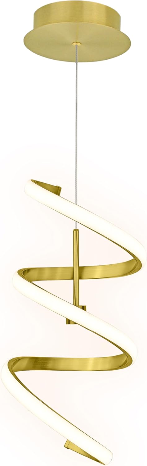 Ultralux Helix LED Pendant Light Brushed Gold Spiral, Dimmable 950 ...