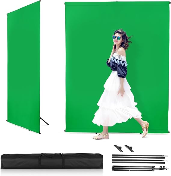 [Upgraded] Green Screen with Stand，Heorryn 2x1.5M Greenscreen Chromakey ...