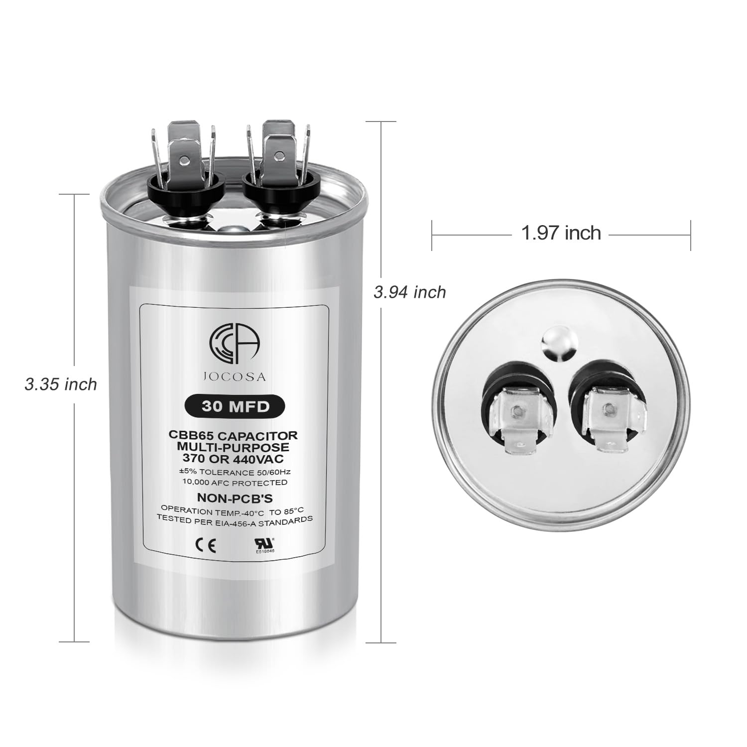 Snapklik.com : JOCOSA 30 MFD AC Capacitor 370 440 VAC 50/60Hz 30uf ...