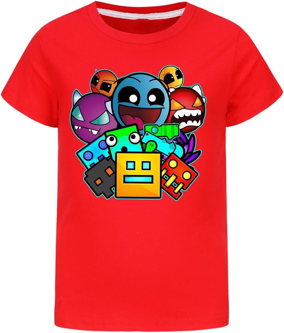 Amazon.com: Generic Geometry Dash Shirt for Kids Summer Short Sleeve t ...