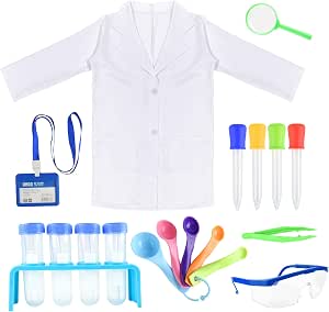 PLULON 23 Pieces Kids Scientist Costume Lab Coat with Science ...