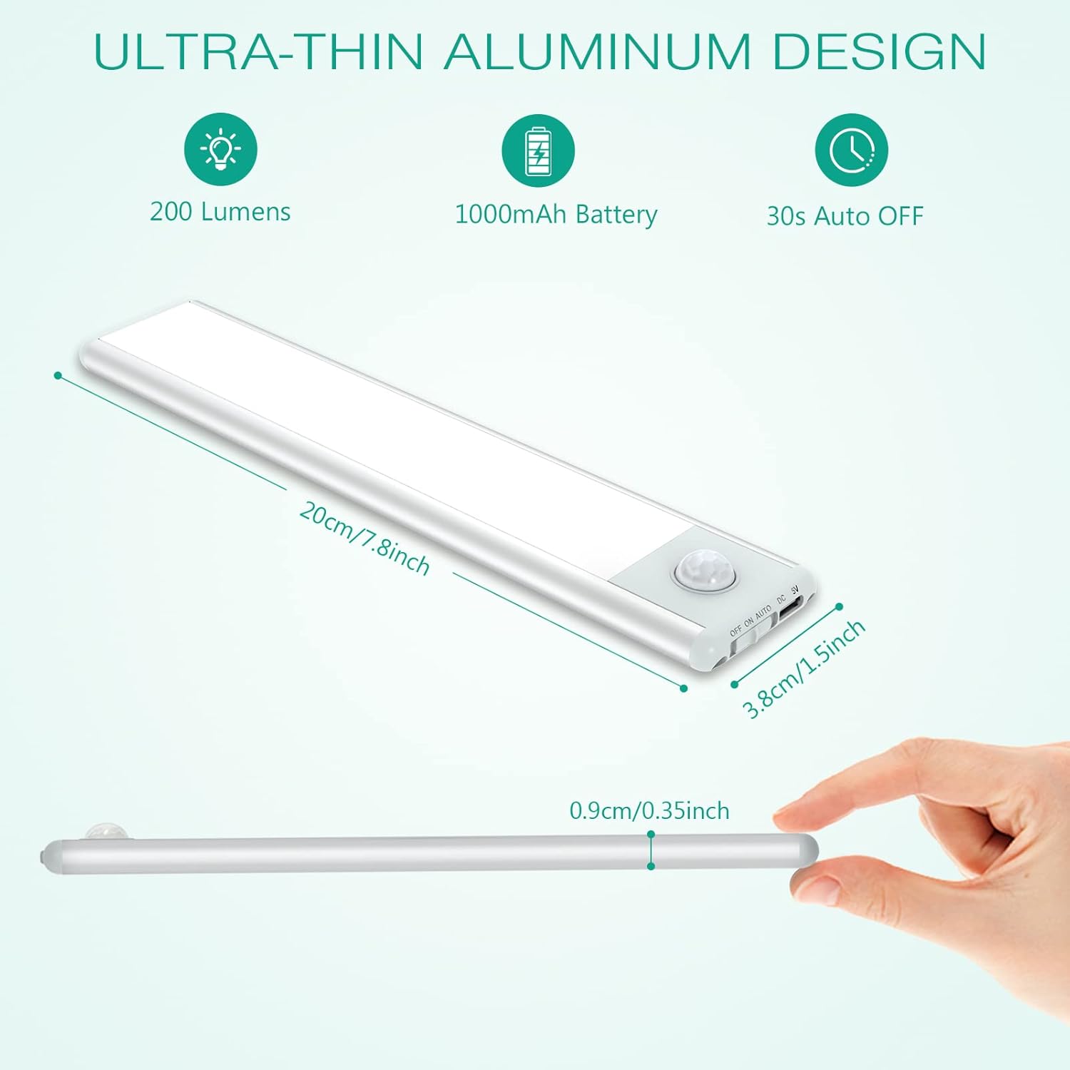 ORIA Motion Sensor Light Bar (30 LED), 2 Pack Wardrobe Light, LED ...