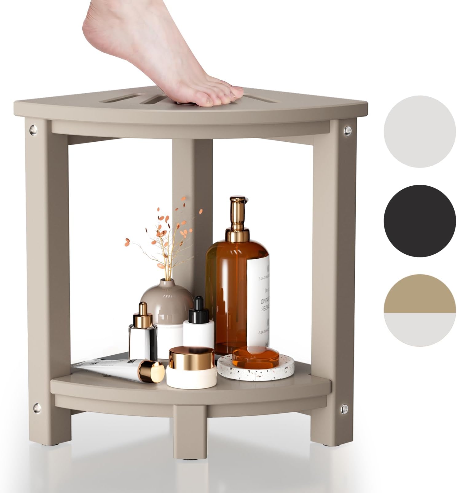 Amazon.com: Ciokea Corner Shower Stool, HDPE Waterproof Shower Bench ...