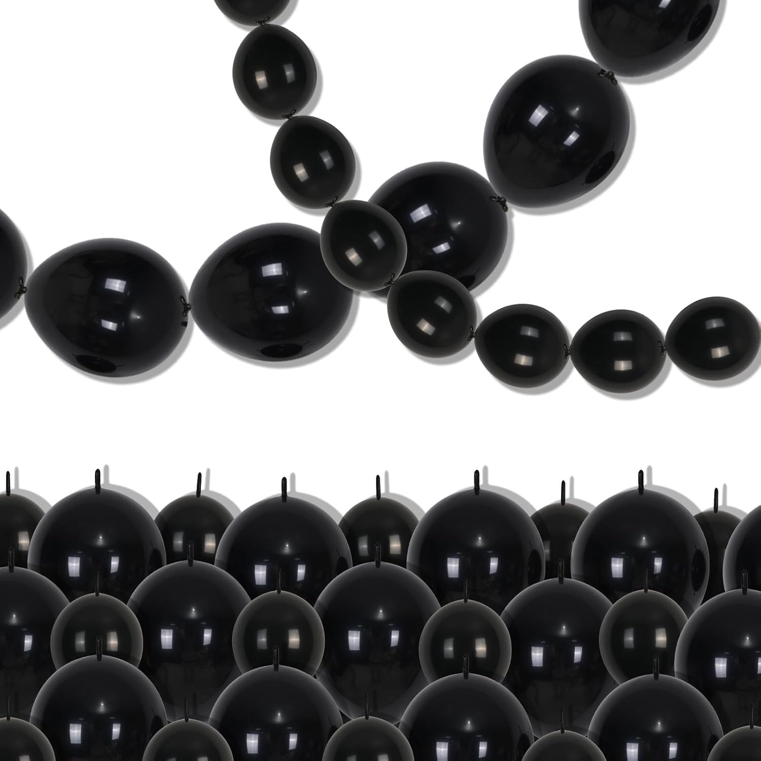 Amazon.com: Black Linking Balloons, 120PCS Linked Balloon with Tail for ...