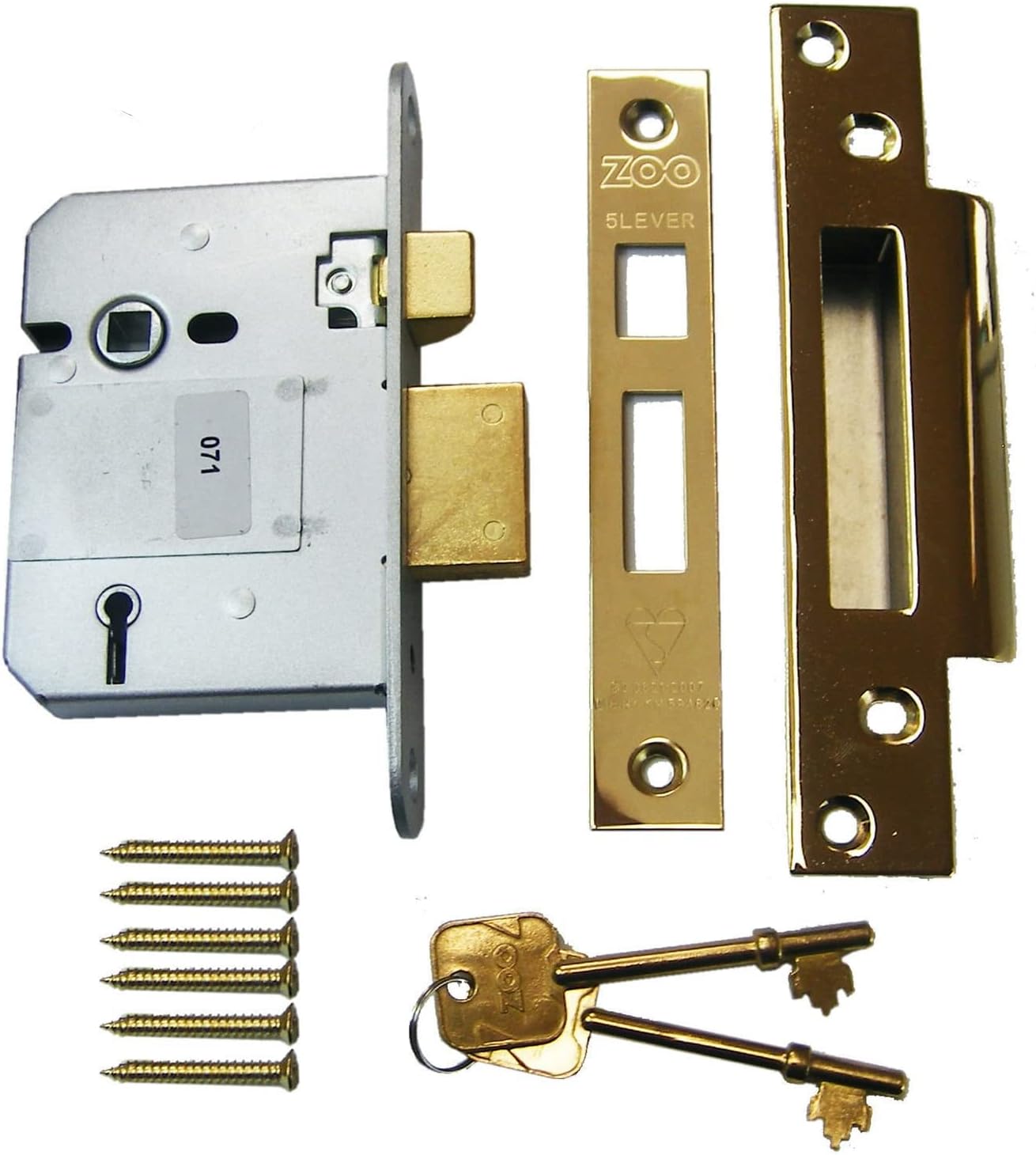 5 Lever British Standard Sash Lock - 2.5" PVD Gold - ERA Fortress ...