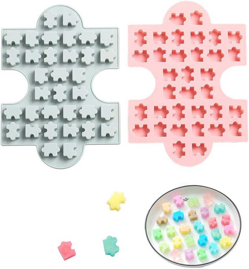 Amazon.com: 2Pcs Puzzle Piece Silicone Chocolate Mold Fondant Candy ...