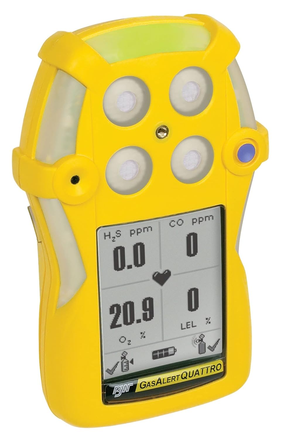 BW Technologies QT-X00M-R-Y-NA GasAlertQuattro 2-Gas Detector with ...