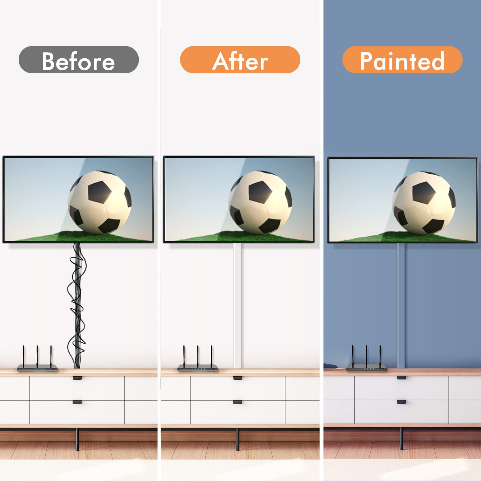 Snapklik.com : TV Cord Cover For Wall, 52 Inch Cable Hider For Wall ...