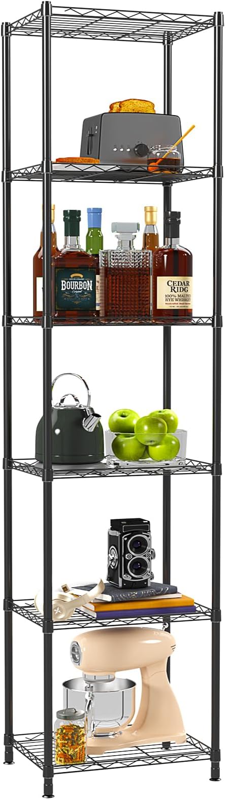 Amazon.com: ZHAZHADI 4 Tier Fixed Layer Spacing Storage Shelf Metal ...