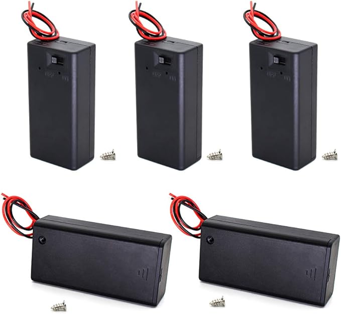 Amazon.com: OLIREXD 9V Battery Holder with Switch Leads Wires 9 Volt ...